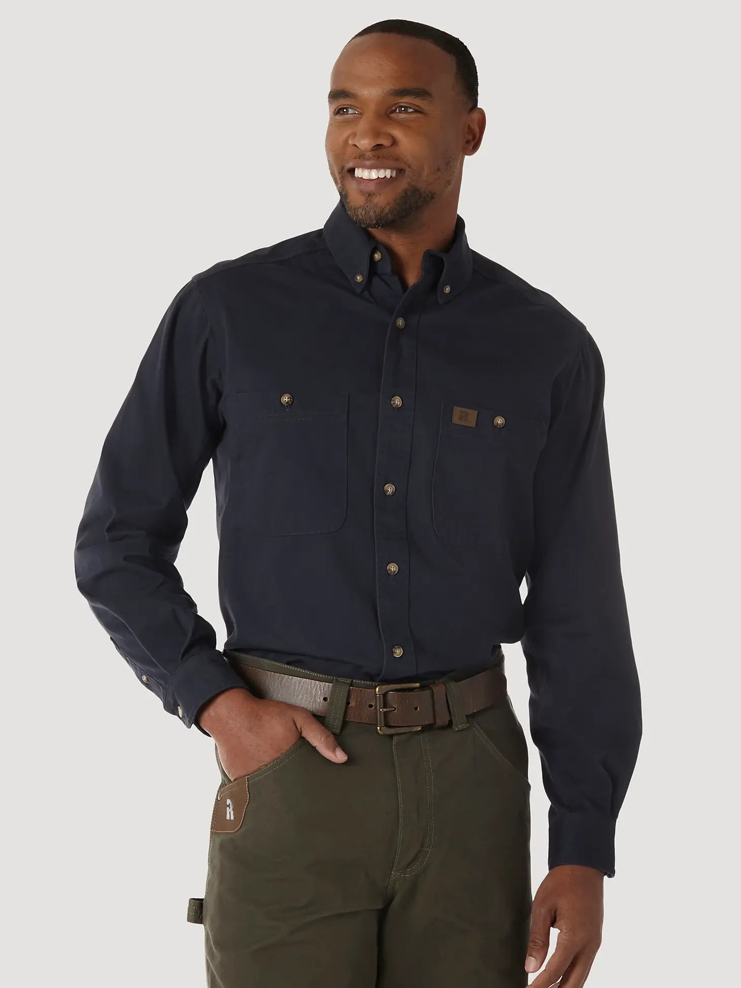 Wrangler Men's Riggs Workwear Button Down Twill Work Shirt 3W501NV ...