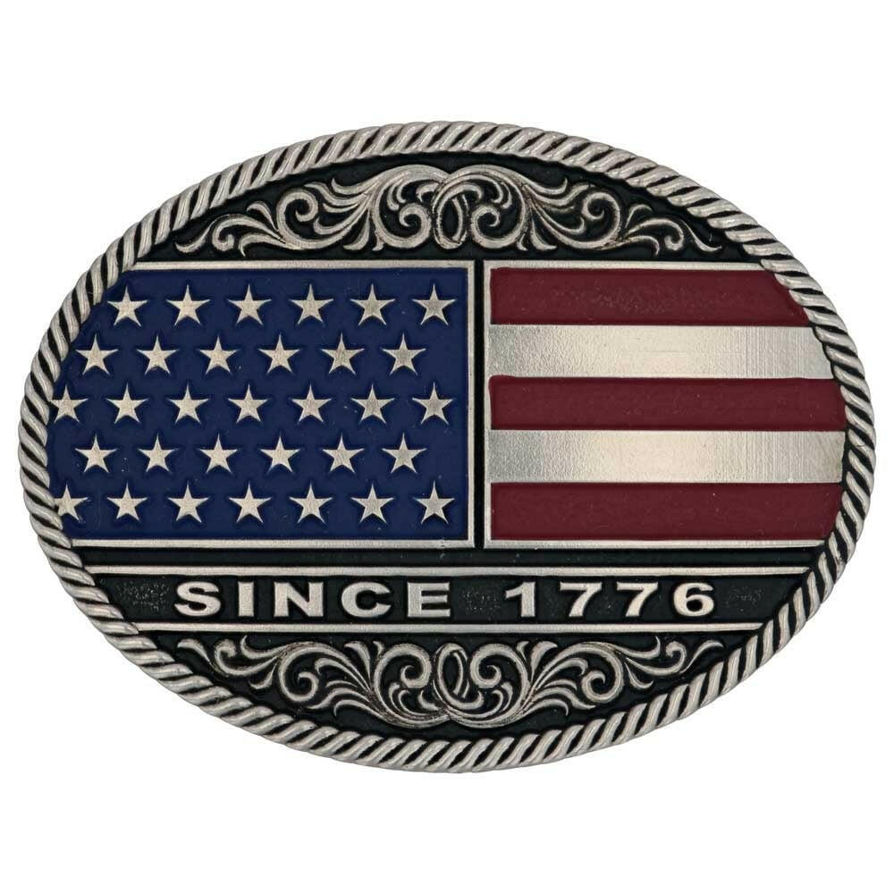 Montana Silversmiths Trimmed Circular American Flag Attitude Belt ...
