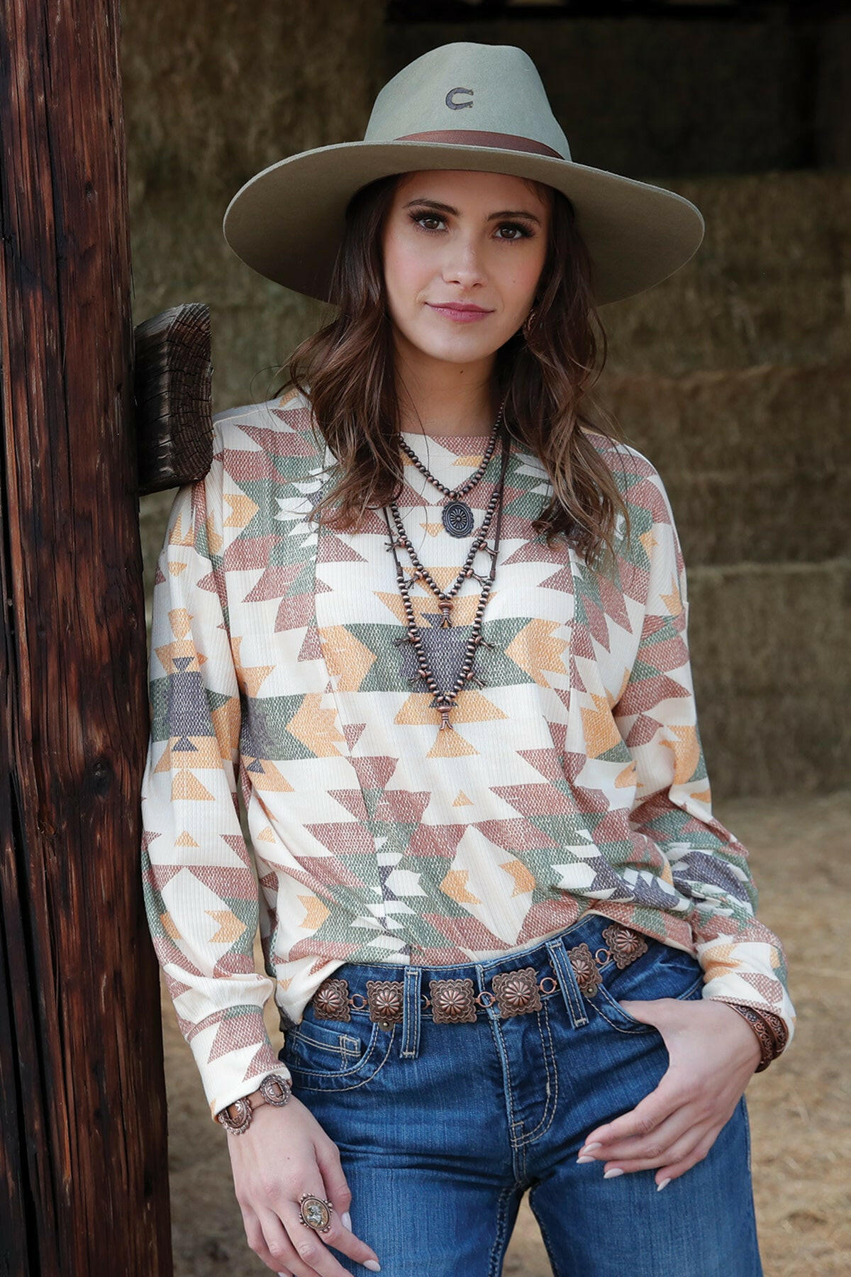 Cruel Girl Women's Aztec Rib Knit Top | Corral Western Wear