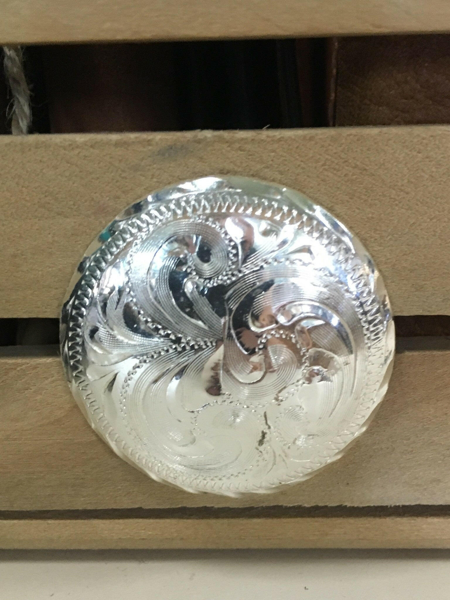 Large Silver Filigree Indented Edge Screw Concho | Corral Western Wear