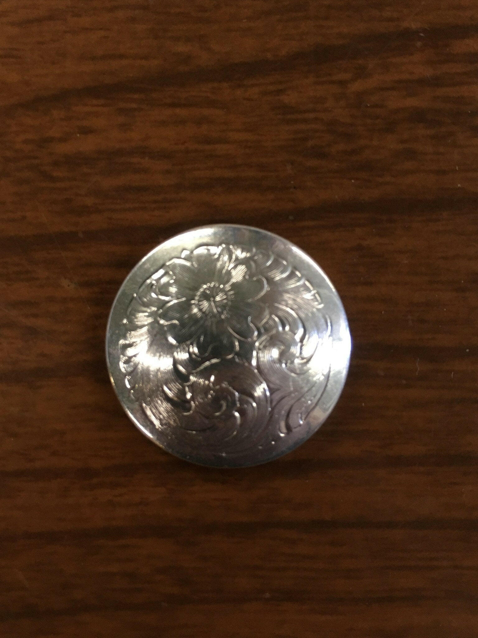 Medium Flat Silver Engraved Plain Border CS Concho | Corral Western Wear