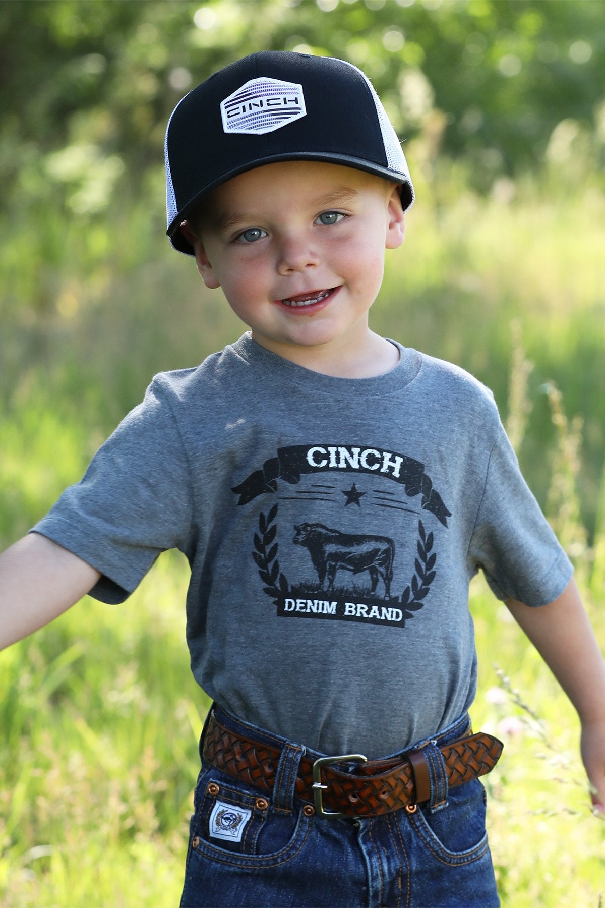 Cinch Infant Boy's Denim Brand Logo Tee MTT7672061 | Corral Western Wear