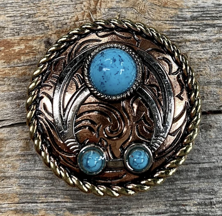 Rodeo Drive 1.5" Copper Turquoise Blossom Concho | Corral Western Wear