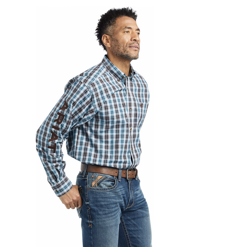 Ariat Men's Pro Team Cade CF Ocean LS Shirt 10042361 – Corral Western Wear
